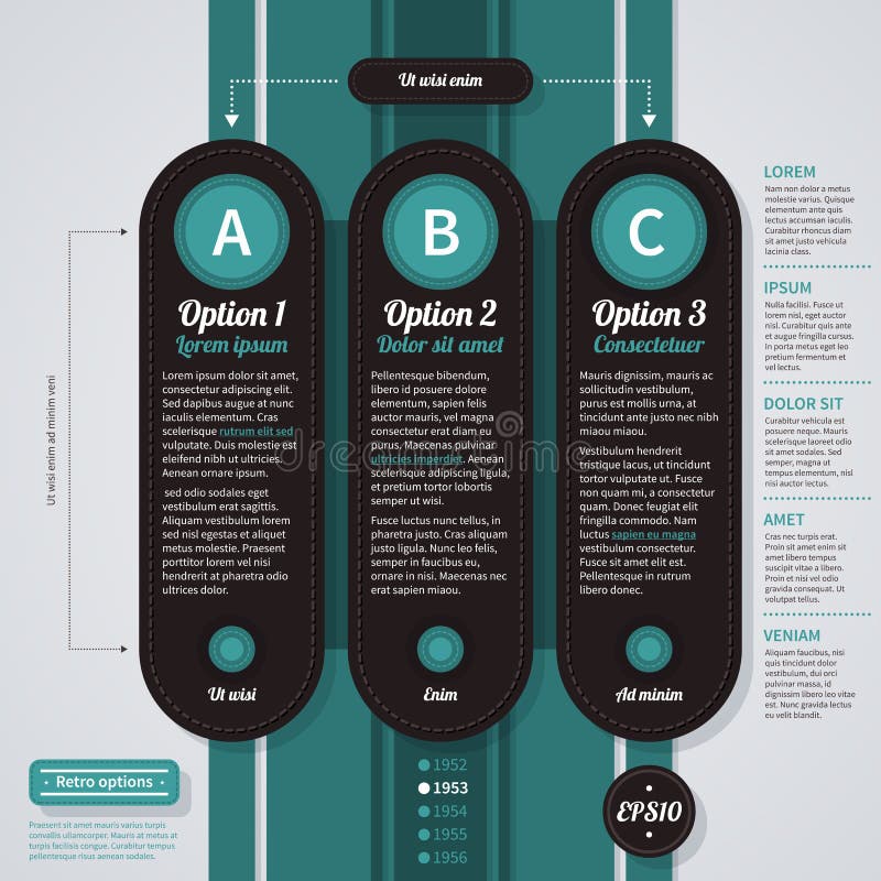Web Layout with 3 Vertical Options in Retro Style. EPS10. Stock Vector ...