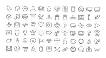 Web Line Icon Set. Universal Thin Icons Stock Vector - Illustration of ...
