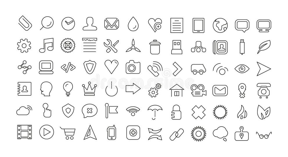 Web Line Icon Set. Universal Thin Icons Stock Vector - Illustration of ...