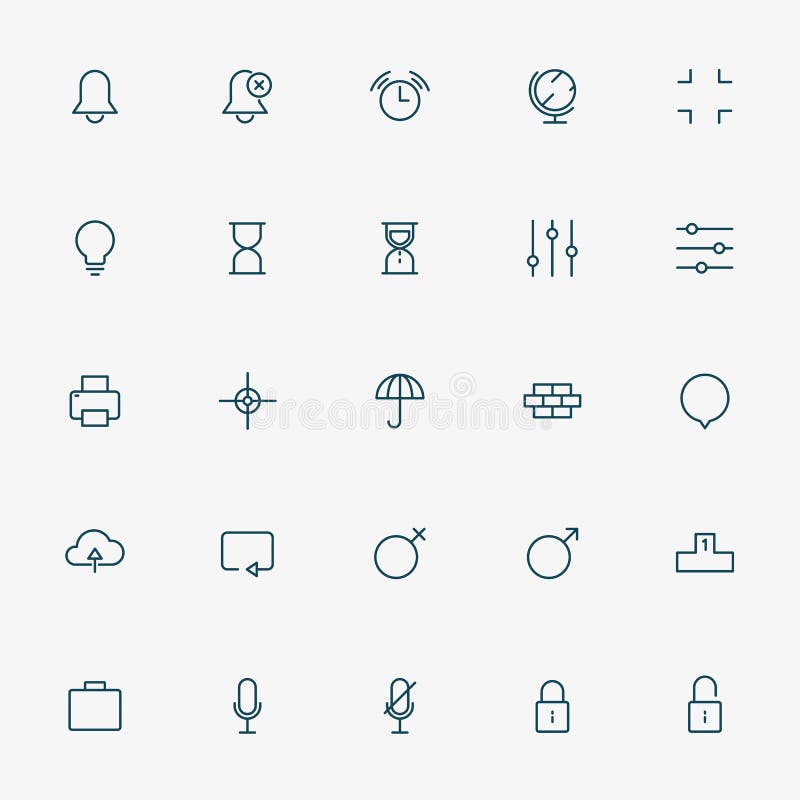 25 Web Line Icons on White Background Stock Vector - Illustration of ...