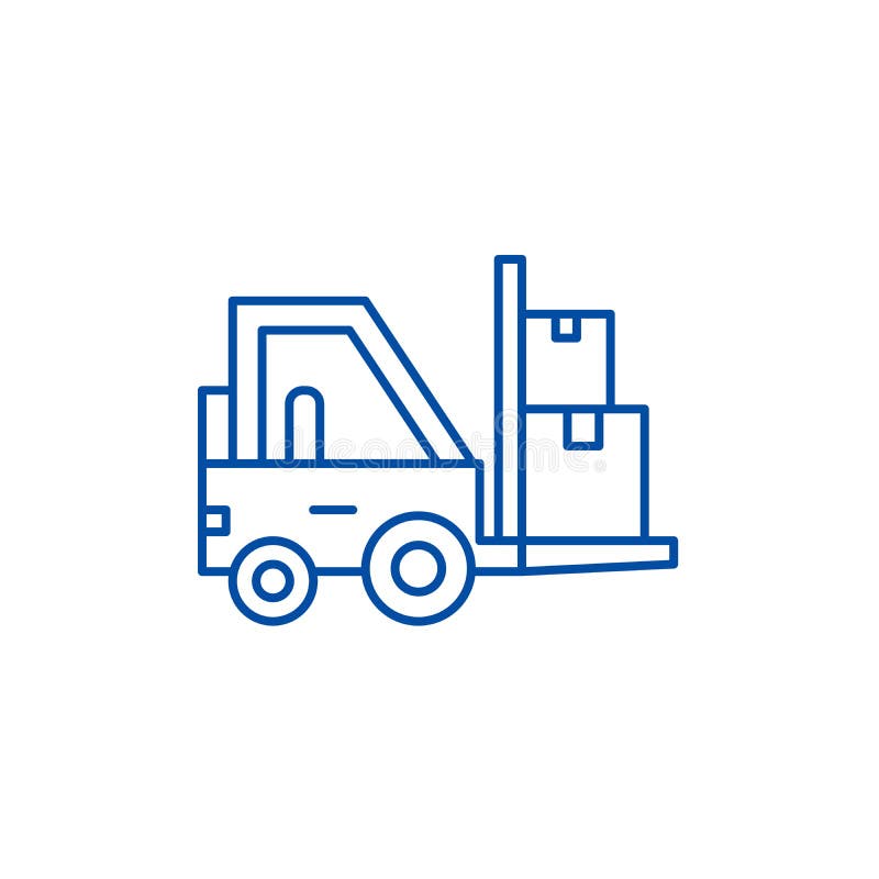 Loader in Stock Line Icon Concept. Loader in Stock Flat Vector Symbol ...