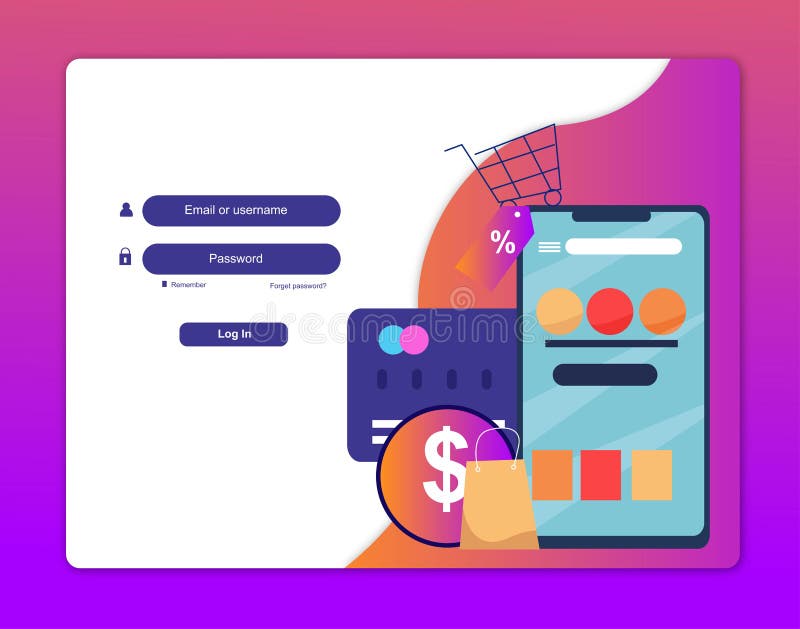 Web Log in Teamplate Illustration Stock Vector - Illustration of submit ...