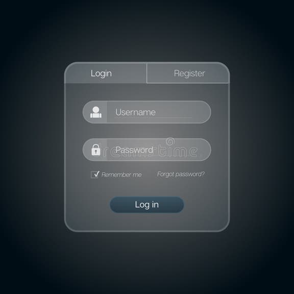 Web Login Screen Frame. Glossy Template of Modern UI Stock Vector ...