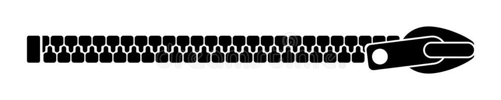 Long Zipper Vector Icon. Black Silhouette with Closed Zipper Stock ...