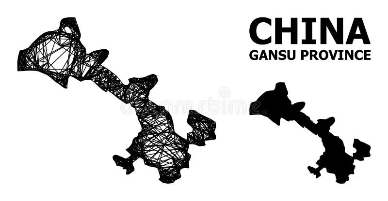 Web Map of Gansu Province stock illustration. Illustration of wireframe ...
