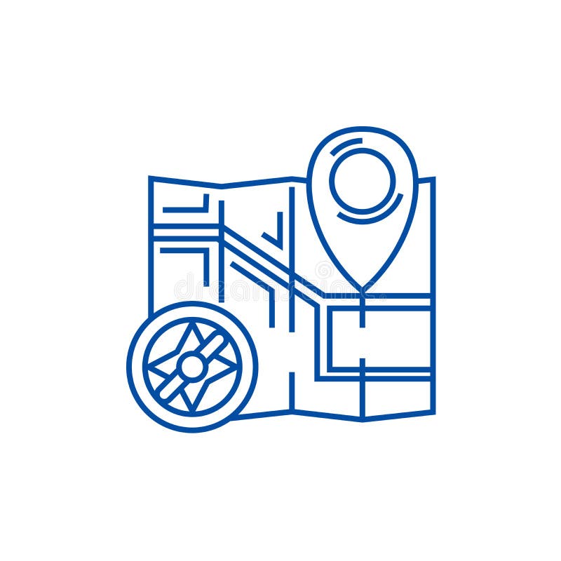 Map and Compass Line Icon Concept. Map and Compass Flat Vector Symbol ...