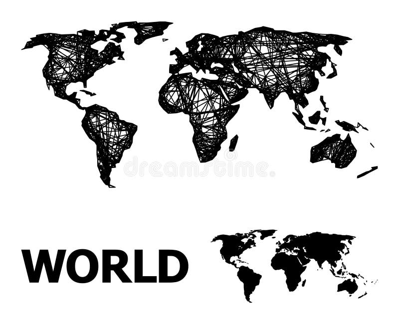 World Map linear - vector stock illustration. Illustration of ...