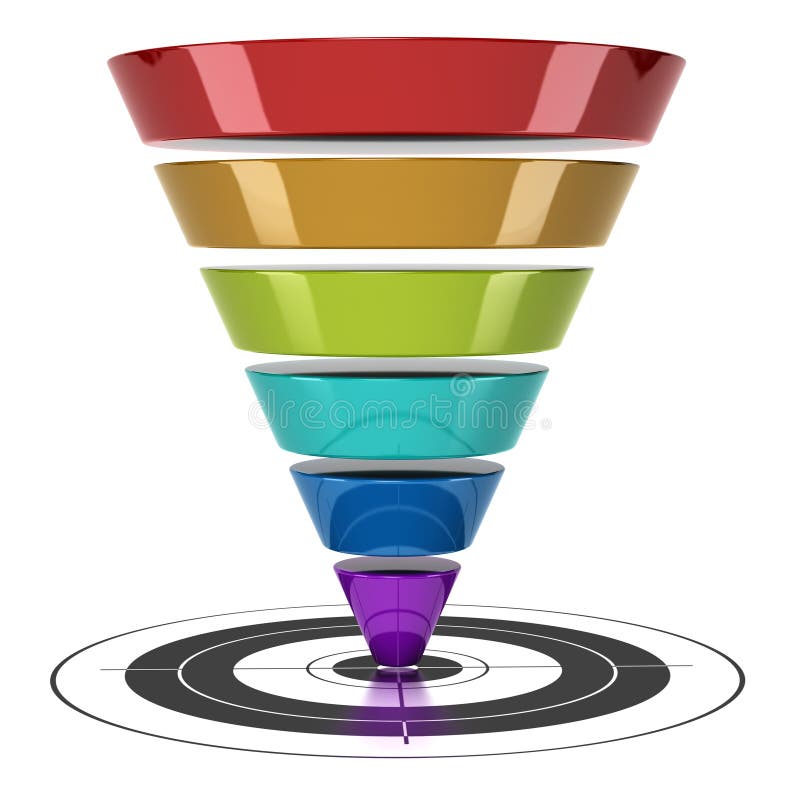Conversion Funnel - Leads To Sales Stock Illustration - Illustration of ...