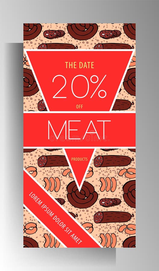 Meat Shop Store Banner Template Design. Stock Illustration ...