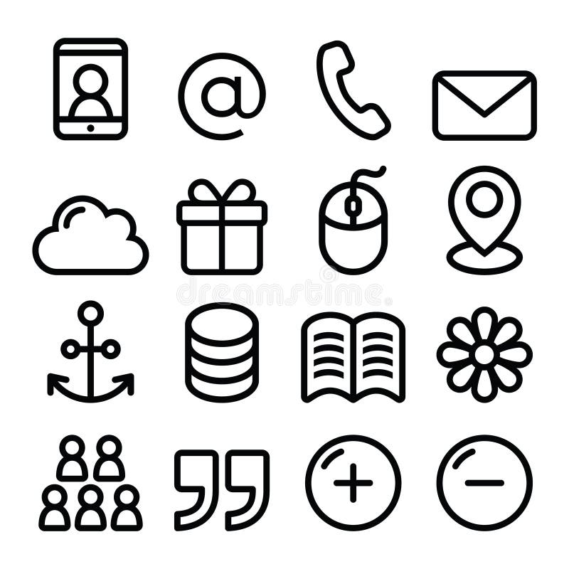 Contact Web and Internet Retro Icons Set Stock Illustration ...