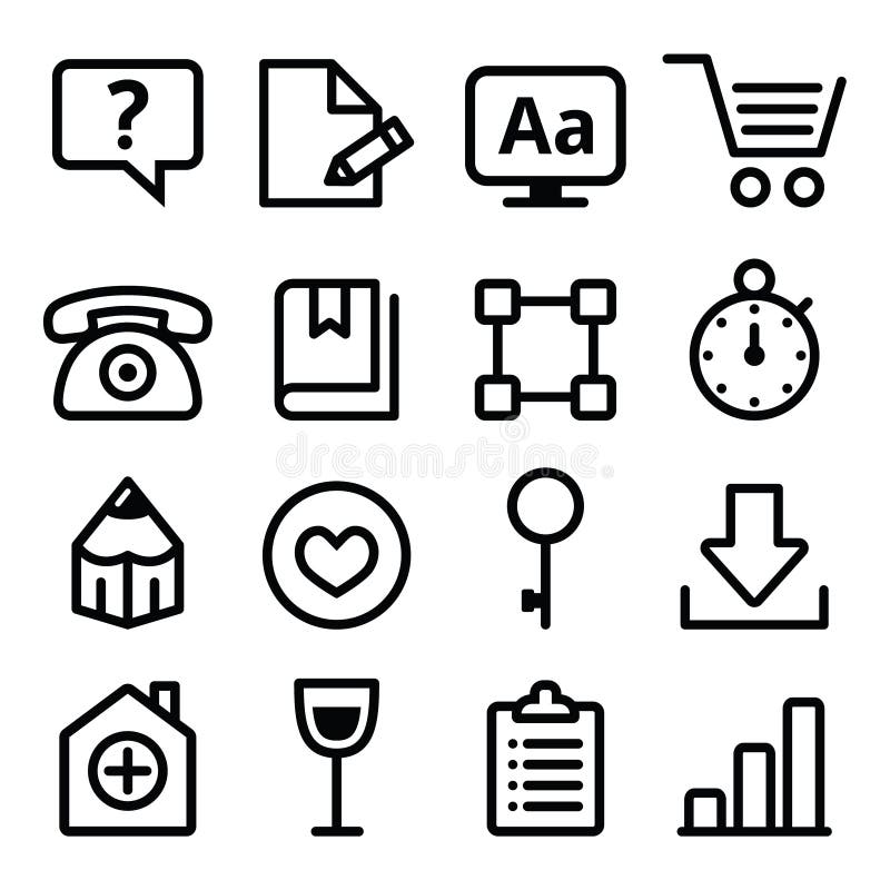 Web Menu Navigation Line Icons Set - Stroke Style Stock Vector ...