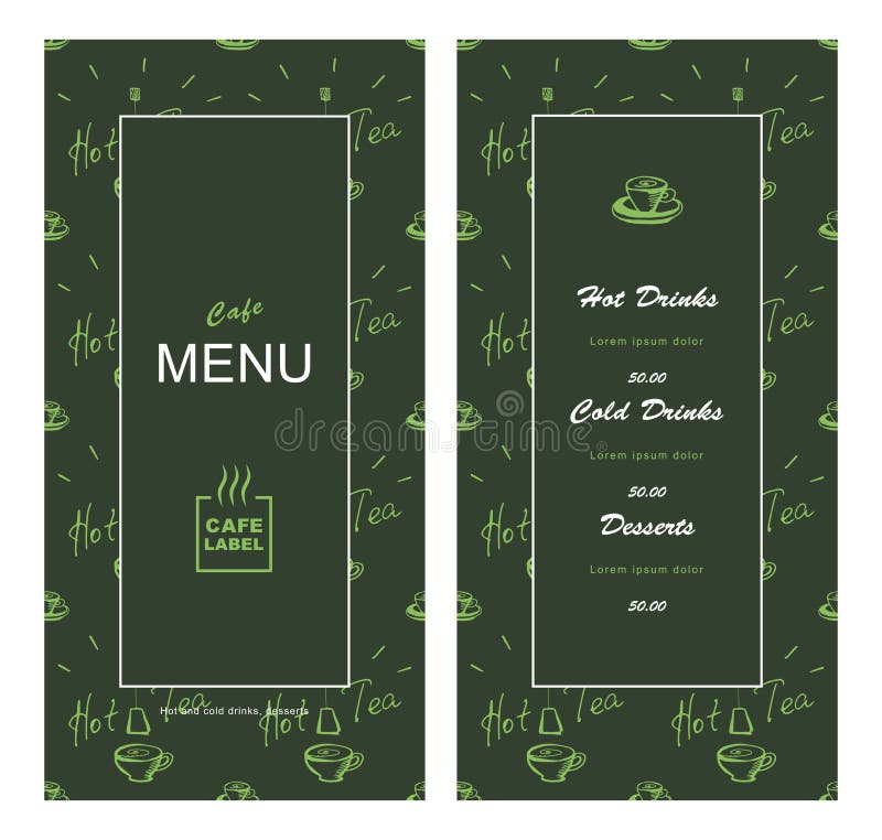 Menu Template Design for Cafe, Coffee House, Bar, Bistro. Vector Stock ...