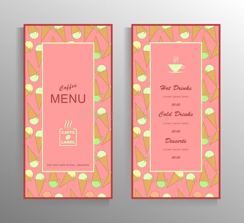 Menu Template Design for Cafe, Bar, Cafeteria. Stock Illustration ...