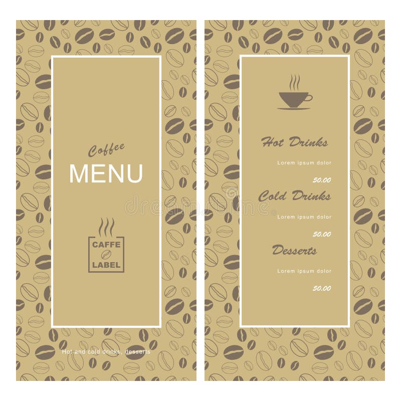 Menu Template Design for Cafe, Coffee House. Vector Stock Illustration ...