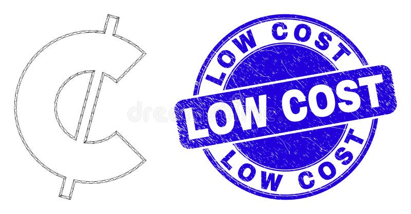 Blue Scratched Low Cost Stamp Seal and Web Mesh Cent Stock Vector ...