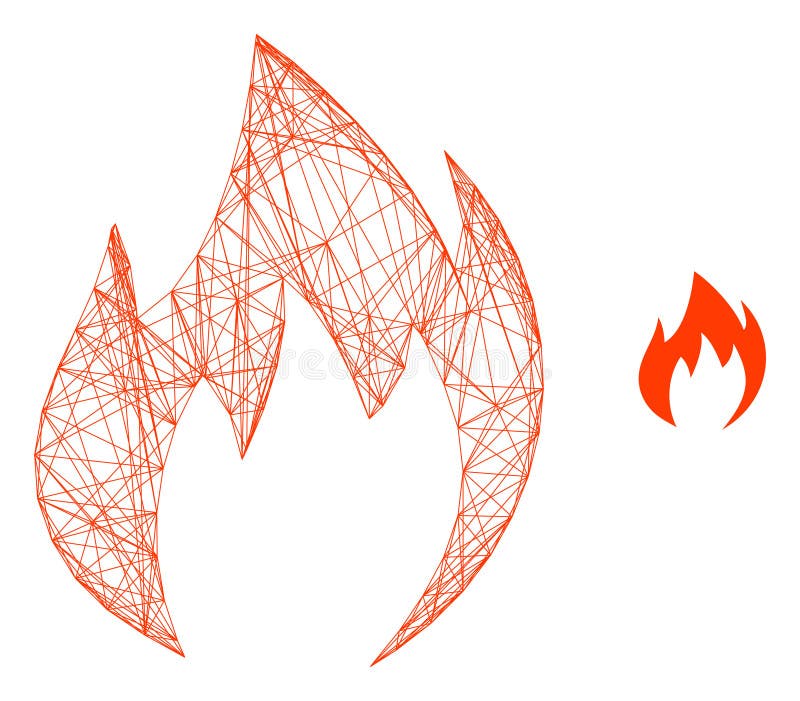 Web Mesh Fire Flame Vector Icon Stock Vector - Illustration of ...