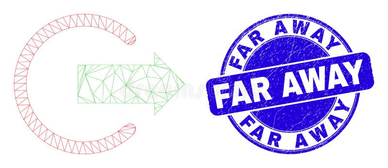 Blue Scratched Far Away Stamp Seal and Web Mesh Logout Stock Vector ...