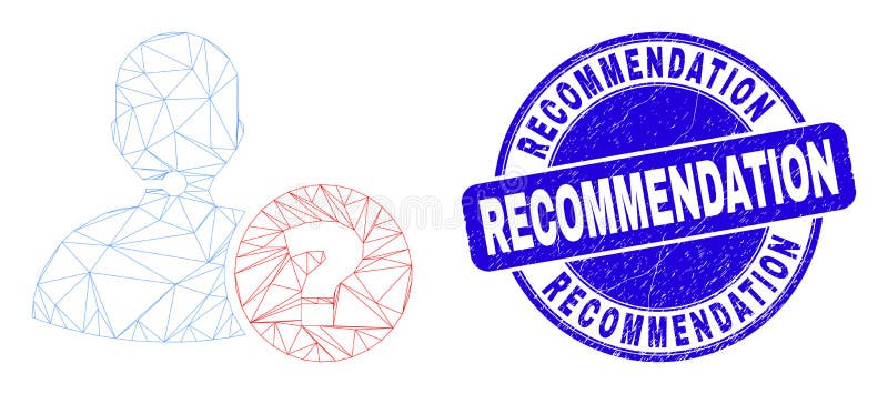 Blue Grunge Recommendation Stamp and Web Mesh Operator Information ...