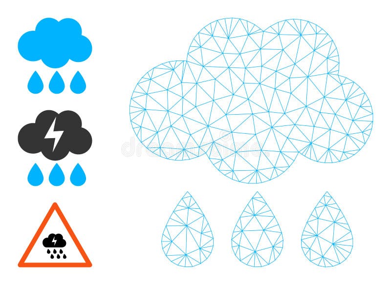 Web Mesh Rain Cloud Vector Icon and Other Icons Stock Vector ...