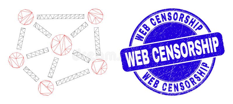 Blue Grunge Web Censorship Stamp Seal and Web Carcass Relations Stock ...
