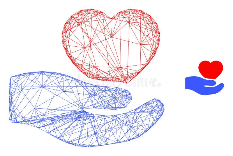 Web Mesh Romantic Heart Offer Hand Vector Icon Stock Vector ...