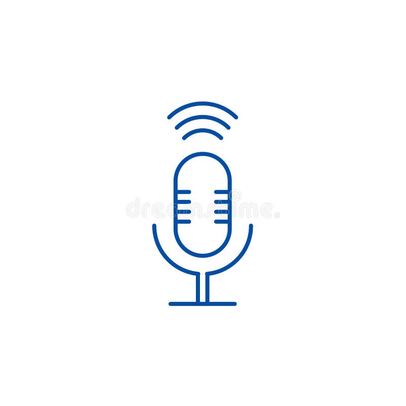Microphone Sign Line Icon Concept. Microphone Sign Flat Vector Symbol ...