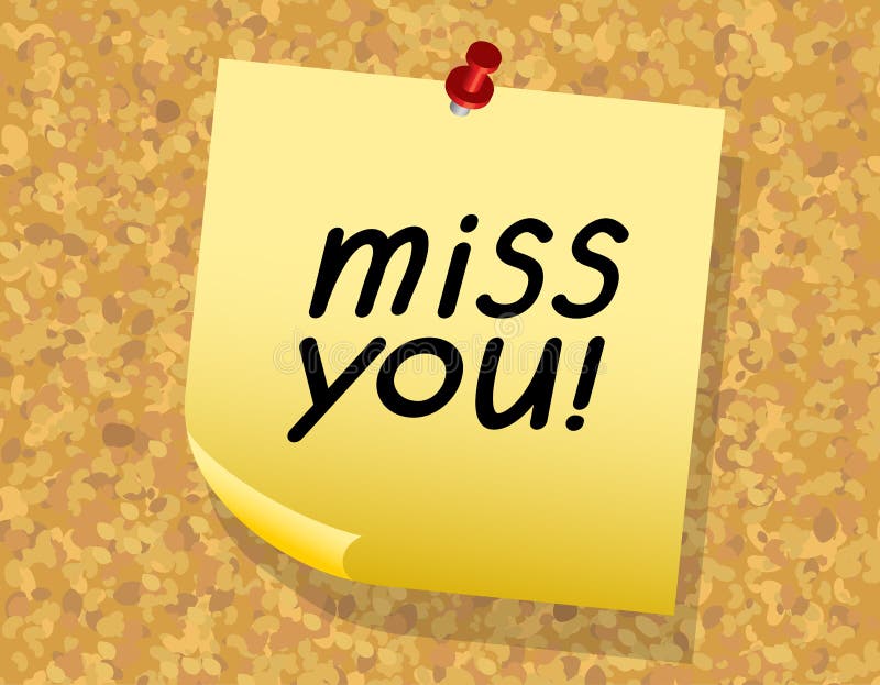 Miss you note stock vector. Illustration of noticeboard - 265879113