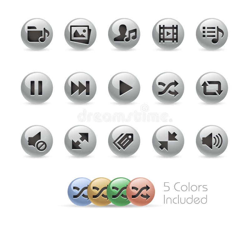 Web and Mobile Icons 7 // Metal Round Series Stock Vector ...