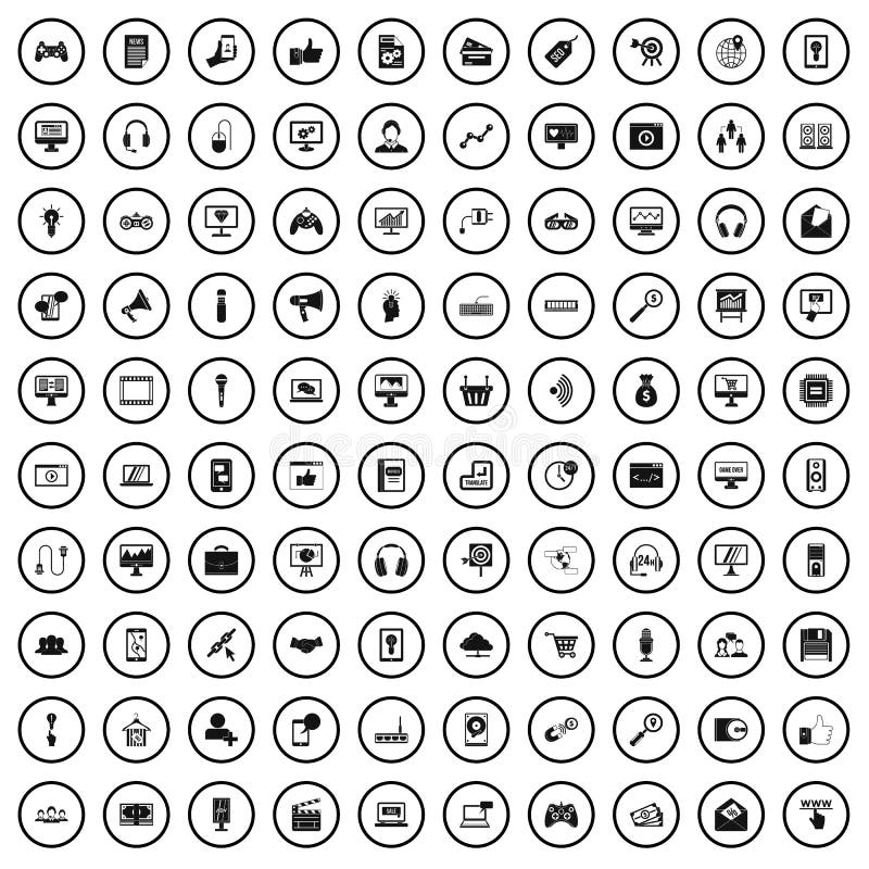 100 Web and Mobile Icons Set, Simple Style Stock Vector - Illustration ...