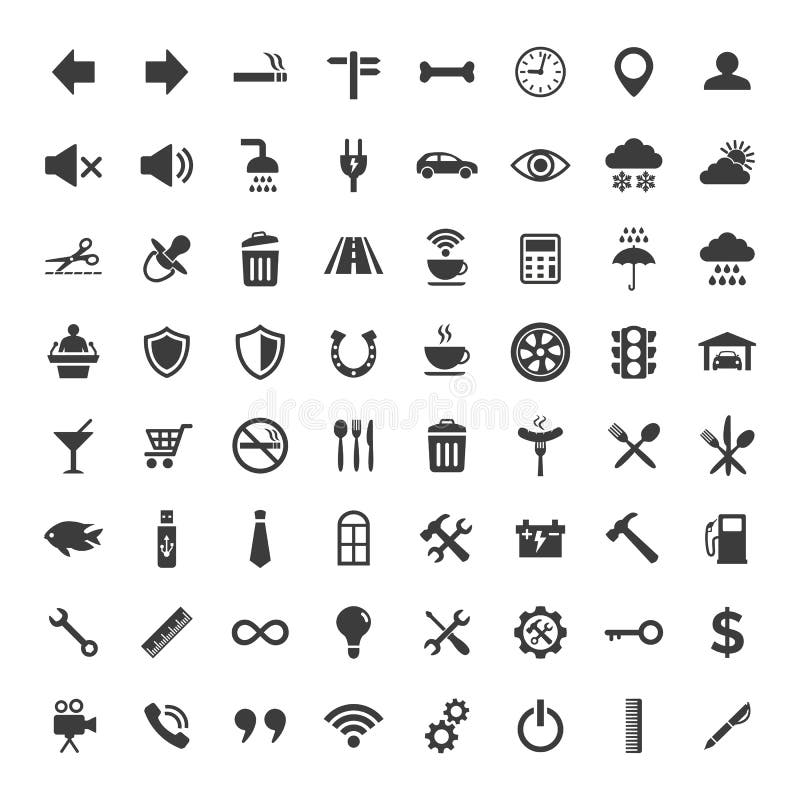 Web and Mobile Icons Set on White Background Stock Illustration ...