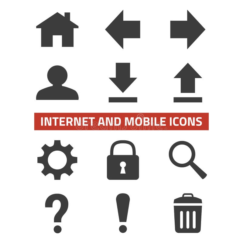 Web and Mobile Icons Set on White Background Stock Illustration ...