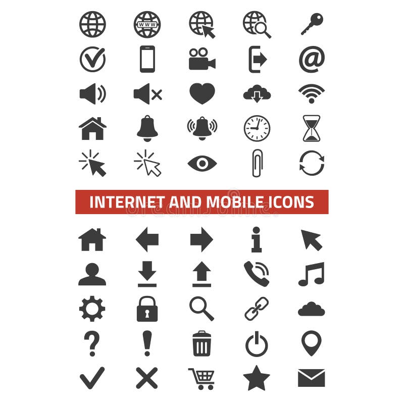 Web and Mobile Icons Set on White Background. Stock Illustration ...
