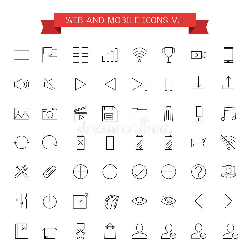 Web and mobile icons stock vector. Illustration of download - 77092116