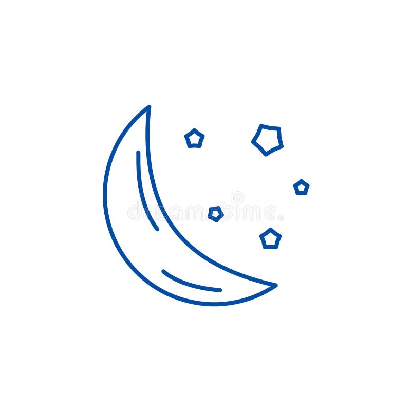 Moon Line Icon Concept. Moon Flat Vector Symbol, Sign, Outline ...