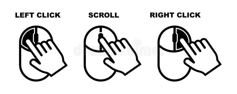 Mouse Click on Left, Right and Scroll Wheel Button. Stock Illustration ...