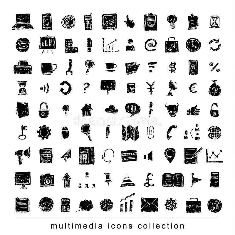 Web Multimedia Icons Set Black. Stock Vector - Illustration of mobile ...