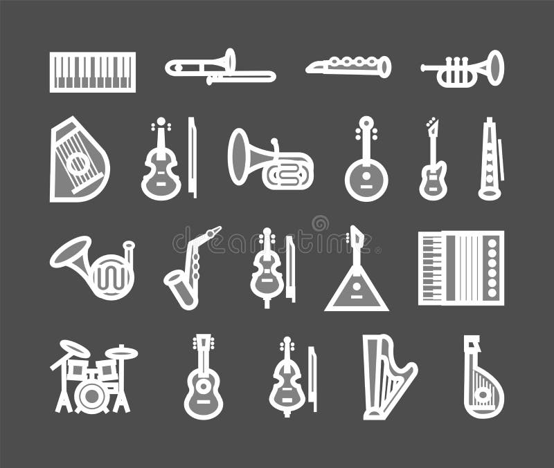 Musical Instruments Set of Icons. Vector Stock Illustration ...