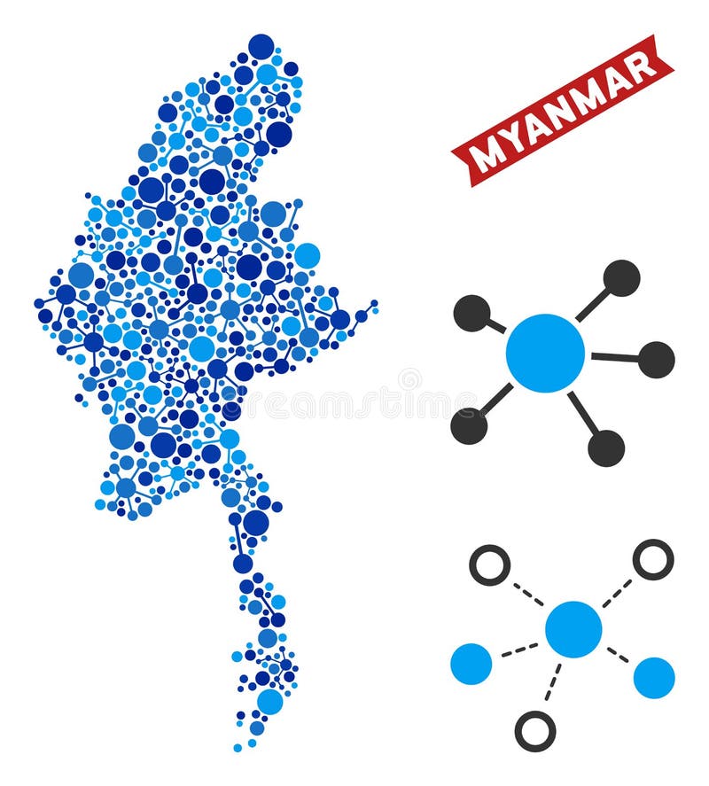 Myanmar Map Connections Collage Stock Vector - Illustration of internet ...