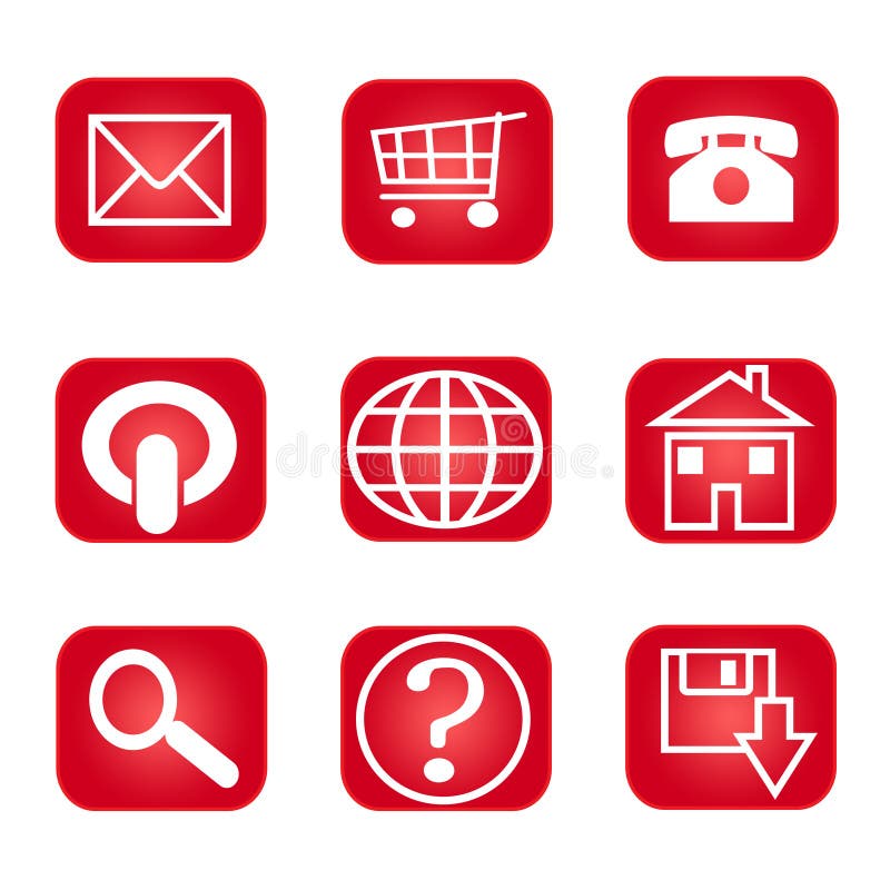 Red Web Navigation Icon Set Stock Vector - Illustration of shopping ...