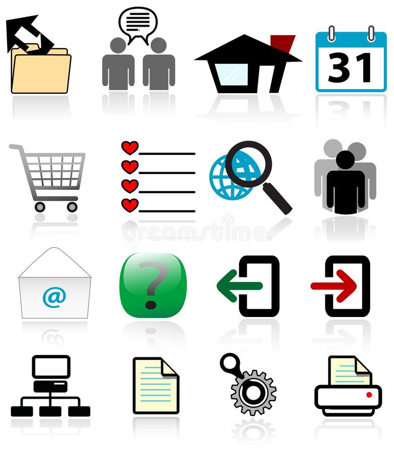 Red Web Navigation Icon Set Stock Vector - Illustration of shopping ...