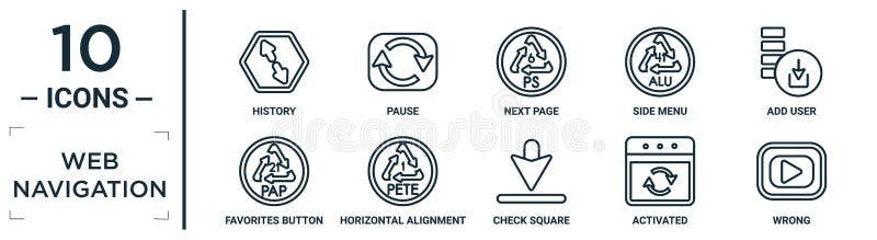 Web.navigation Linear Icon Set Stock Vector - Illustration of linear ...