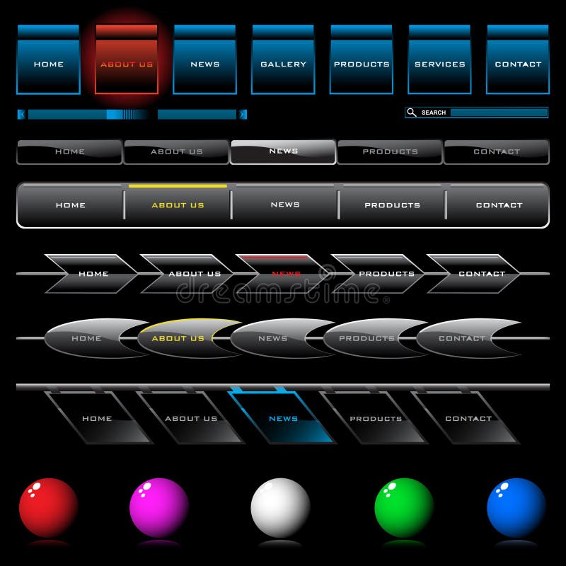 Website Navigation Templates 4 Stock Vector - Illustration of commerce ...