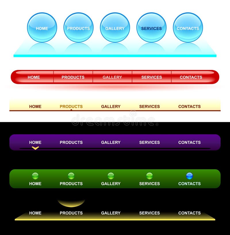 Web Navigation Tabs Buttons Gradient Vector Template Bar Menu Tab Website Element Ui Site