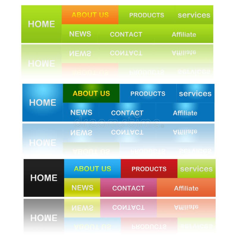 Web navigation templates 3 stock illustration. Illustration of media ...