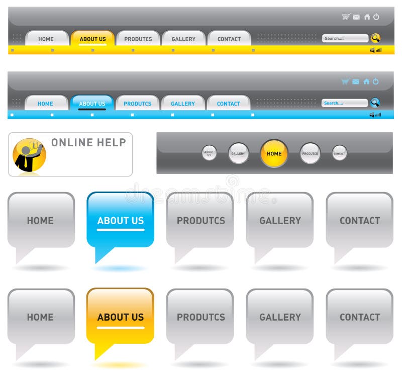 Editable Website Navigation Templates Stock Vector - Illustration of ...