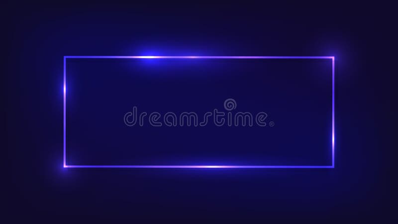 Neon Rectangular Frame with Shining Effects Stock Vector - Illustration ...