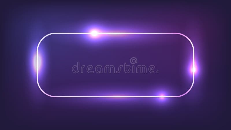 Neon Rounded Rectangle Frame with Shining Effects Stock Illustration ...