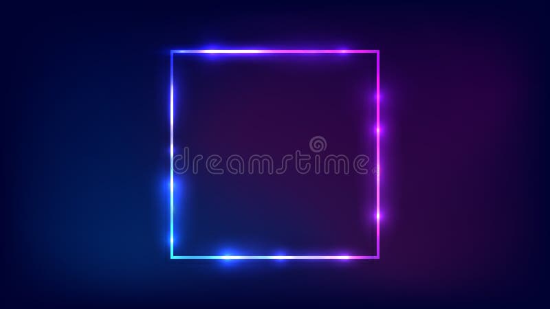 Neon Square Frame with Shining Effects on Dark Background Stock Vector ...