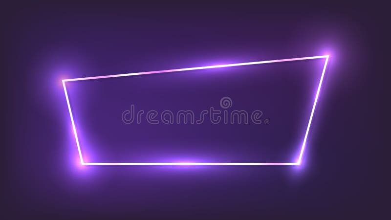 Neon Trapezoid Frame with Shining Effects on Dark Background Stock ...
