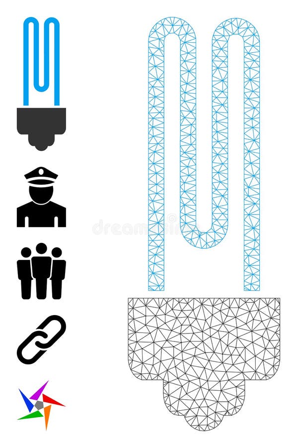 Web Net Fluorescent Bulb Icon with Simple Symbols Stock Vector ...